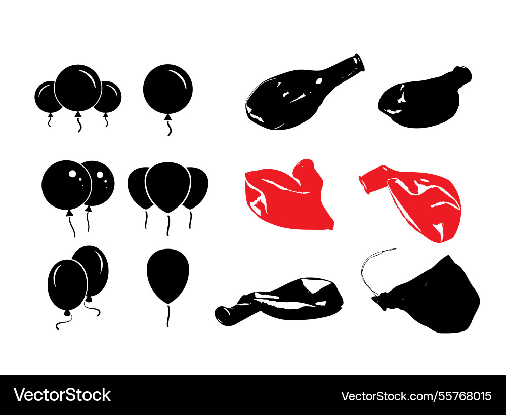 Popped balloon isolated deflated ball burst Vector Image