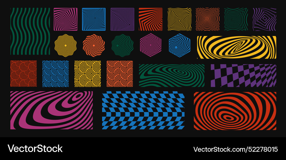 Wave retro distort wavy line pattern hypnotic Vector Image