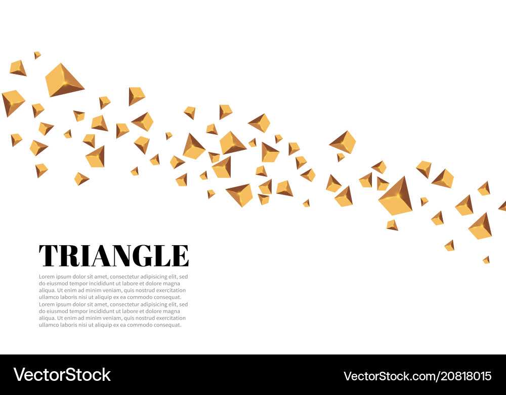 Yellow realistic triangles and golden light Vector Image