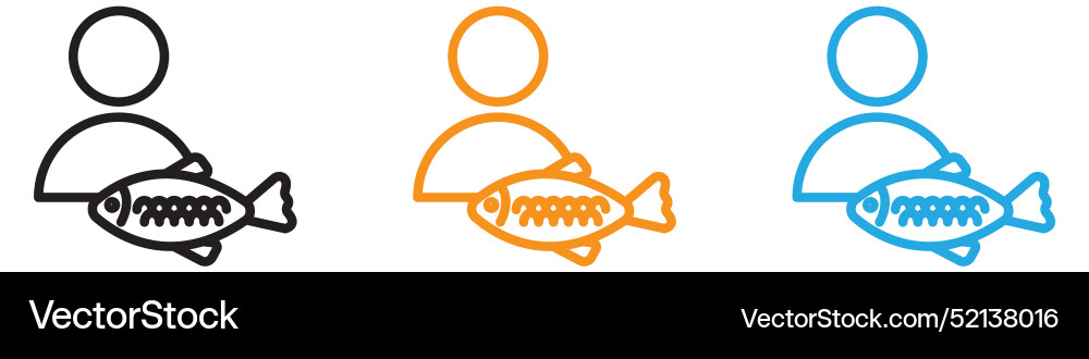 Fisherman with fish logo set collection for web Vector Image