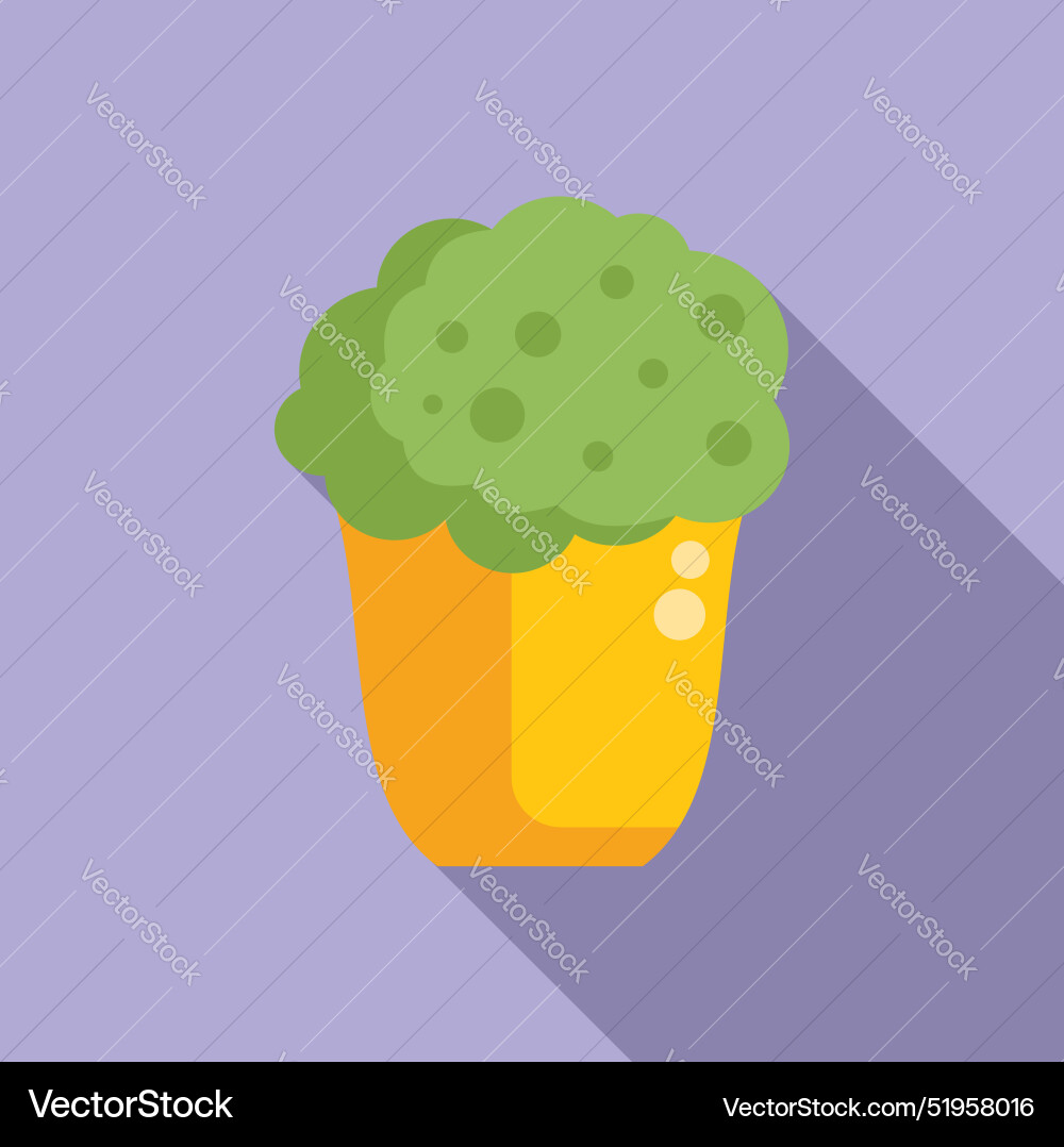 Green round bush growing in yellow pot simple Vector Image