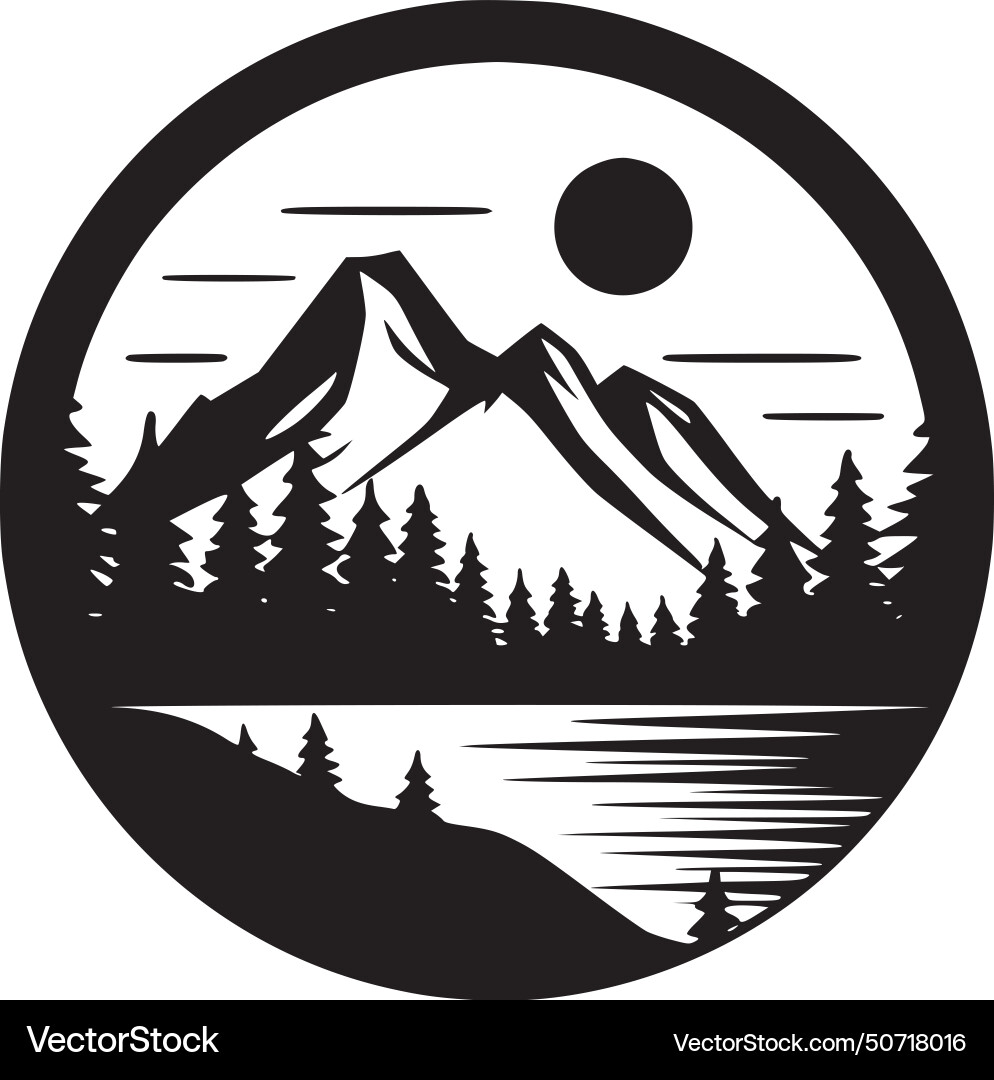 Lake - minimalist and flat logo Royalty Free Vector Image