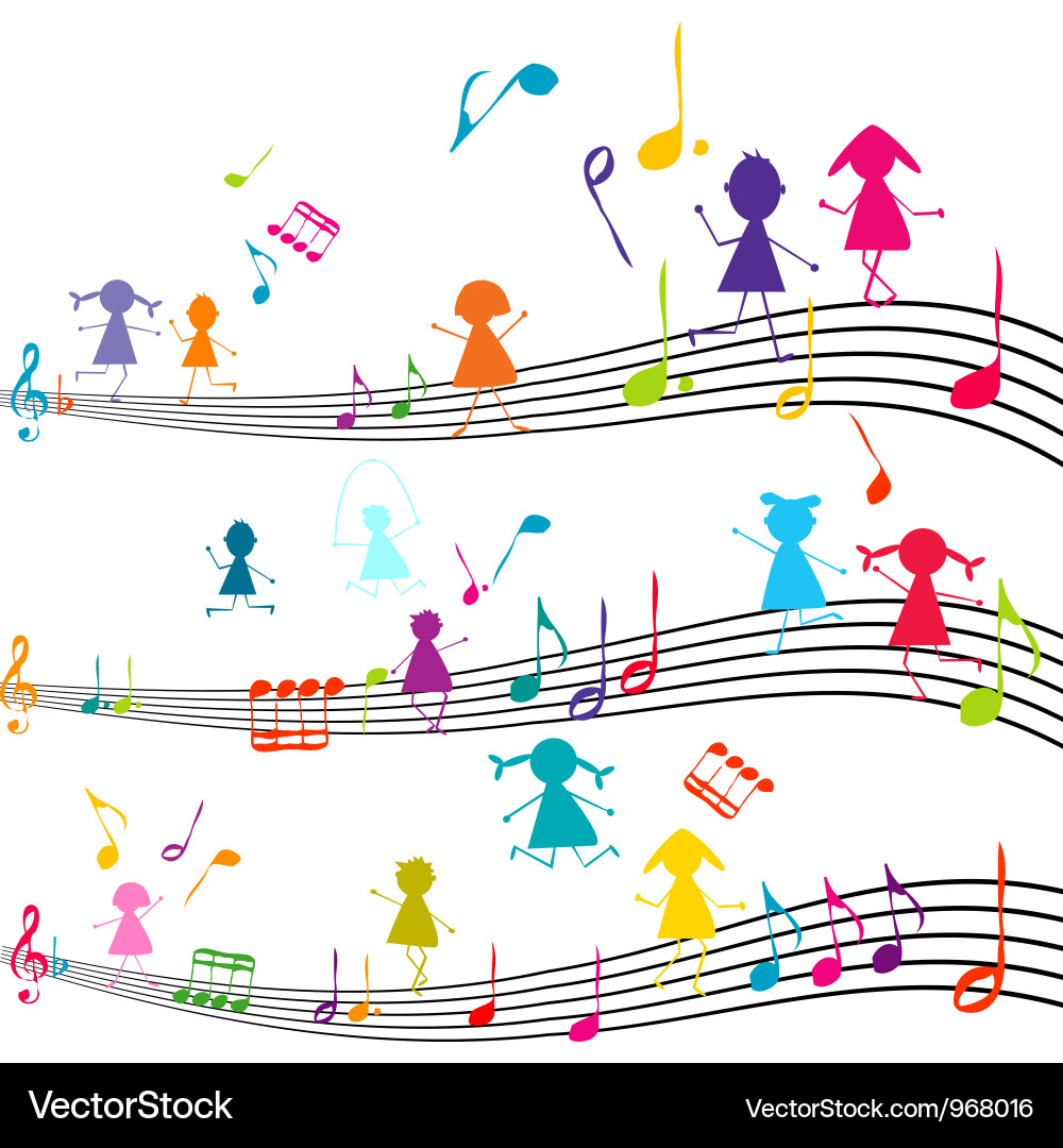 Music note with kids Royalty Free Vector Image