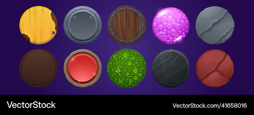 Round buttons with different textures Royalty Free Vector