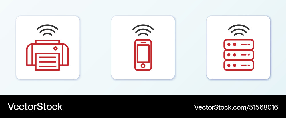 Set line smart server printer and wireless Vector Image Set line smart server printer and wireless Vector Image