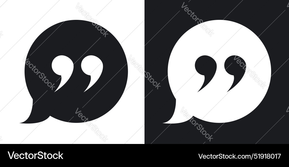 Comment quote icon set in solid black and white Vector Image