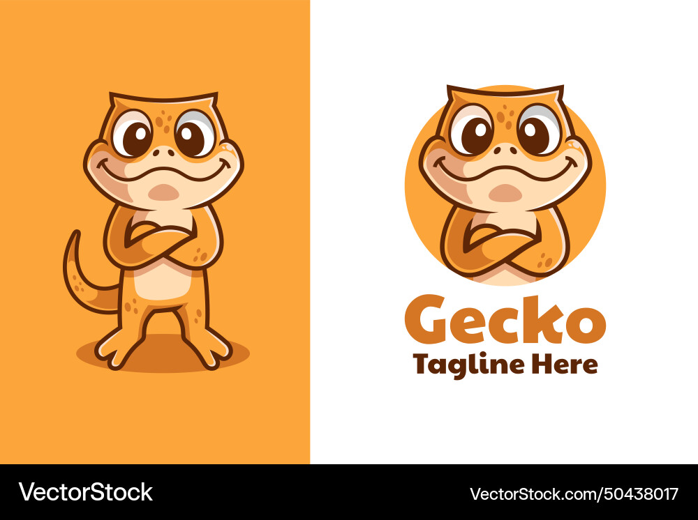 Fun gecko cartoon mascot logo design Royalty Free Vector