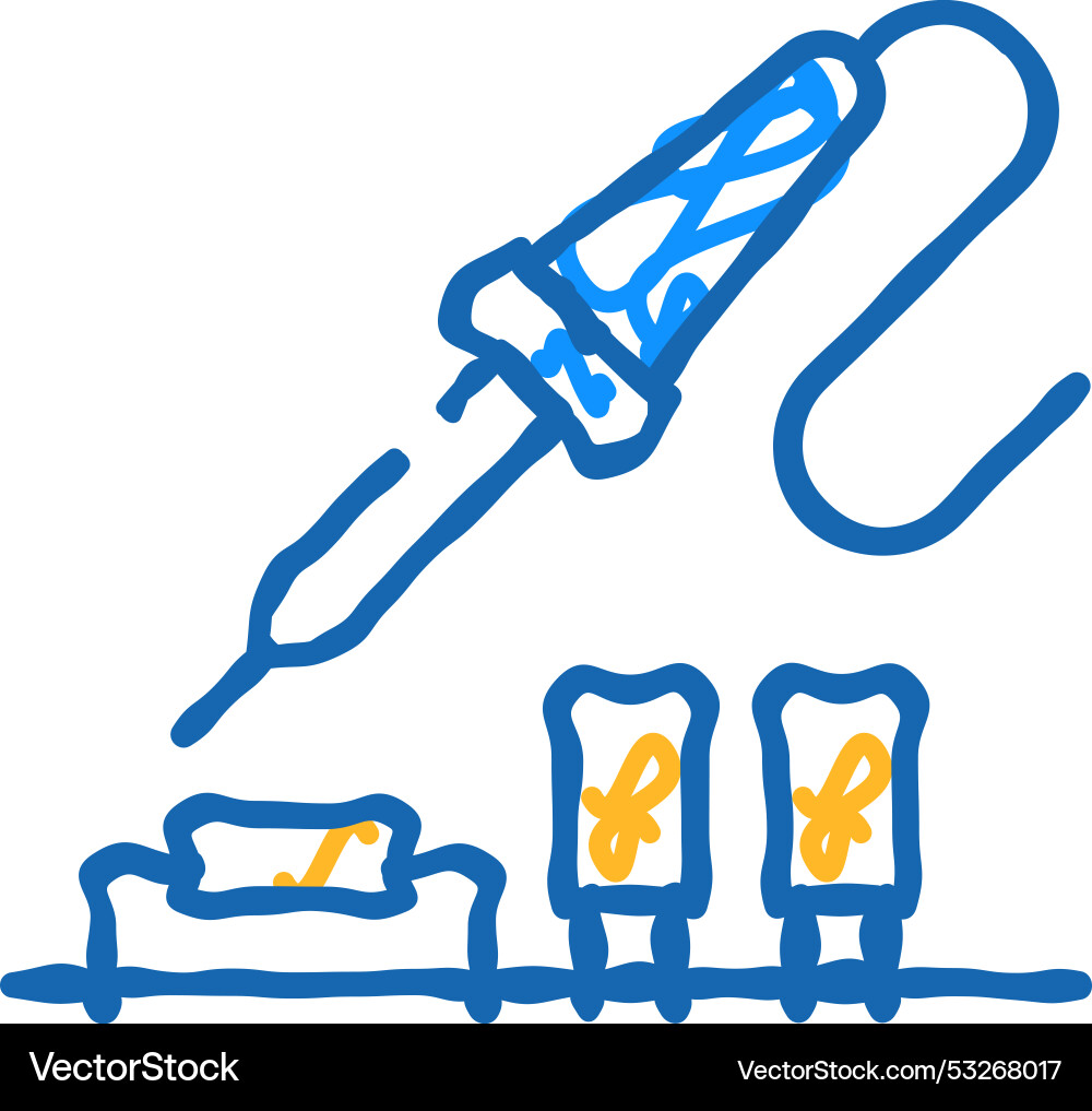 Iron solder soldering icon doodle Royalty Free Vector Image