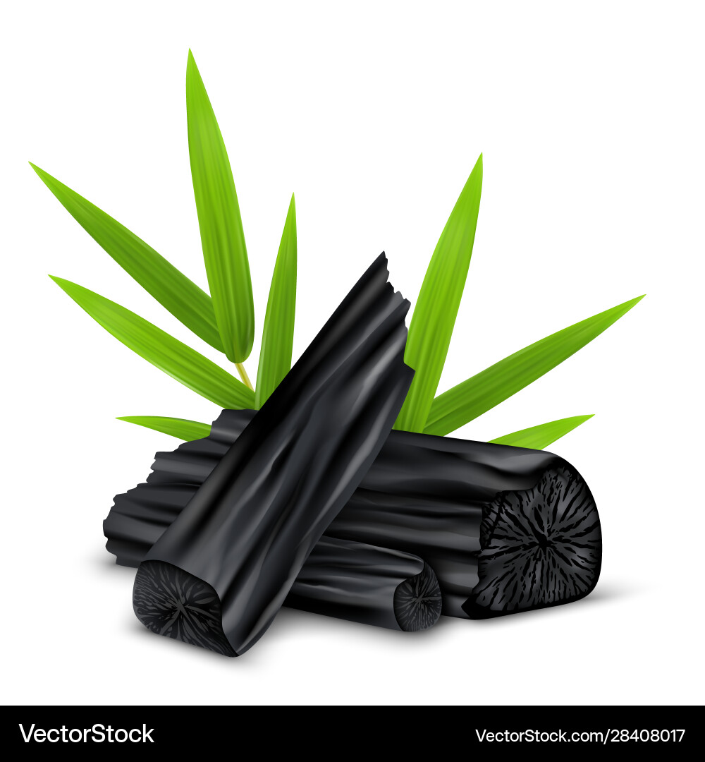 Natural wood charcoal isolated on white background