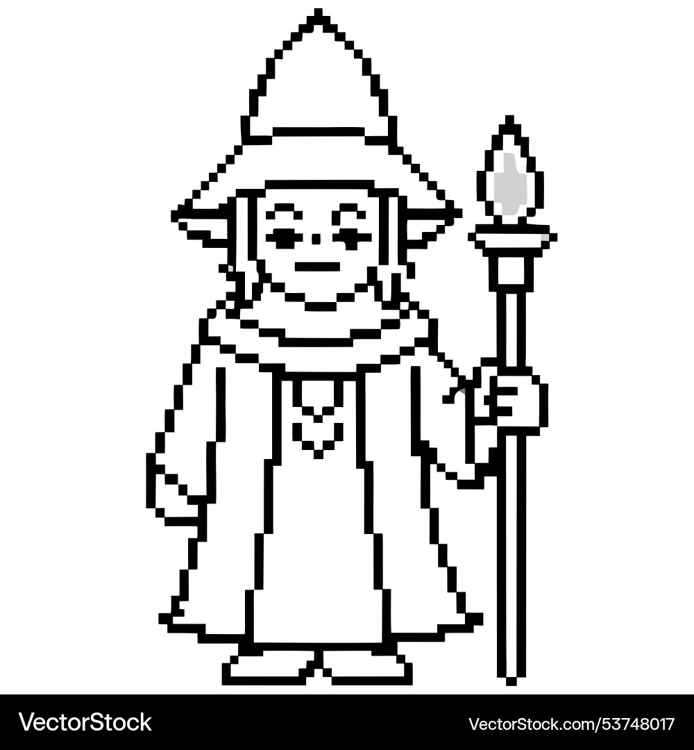 Pixel art wizard character for rpg game Royalty Free Vector