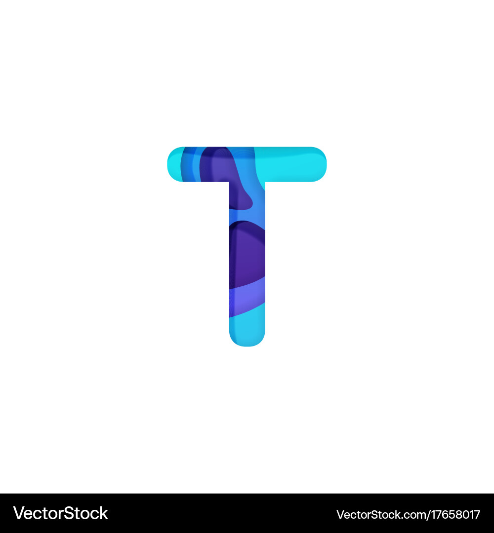 Realistic paper cut letter t Royalty Free Vector Image