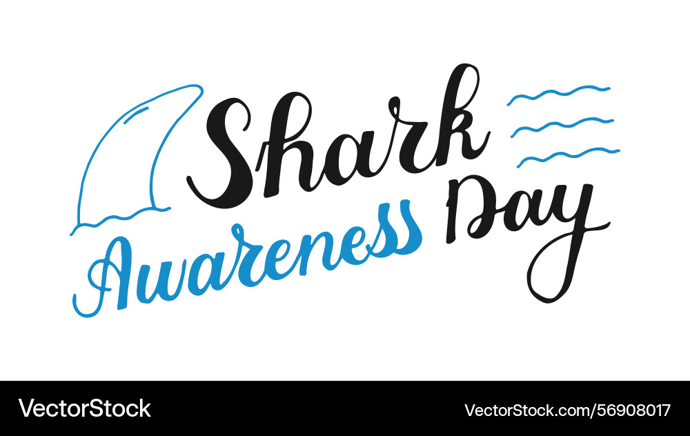 Shark awareness day handwritten phrase elegant Vector Image