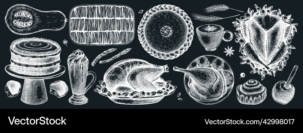 Thanksgiving dinner traditional fall festival foo Vector Image