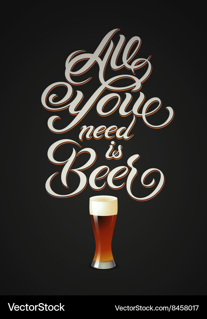 Vintage calligraphic beer design Royalty Free Vector Image