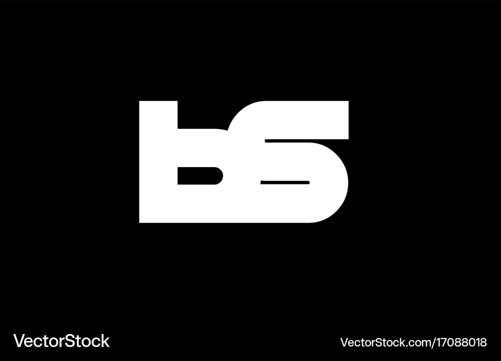 Bs b s black white bold joint letter logo Vector Image