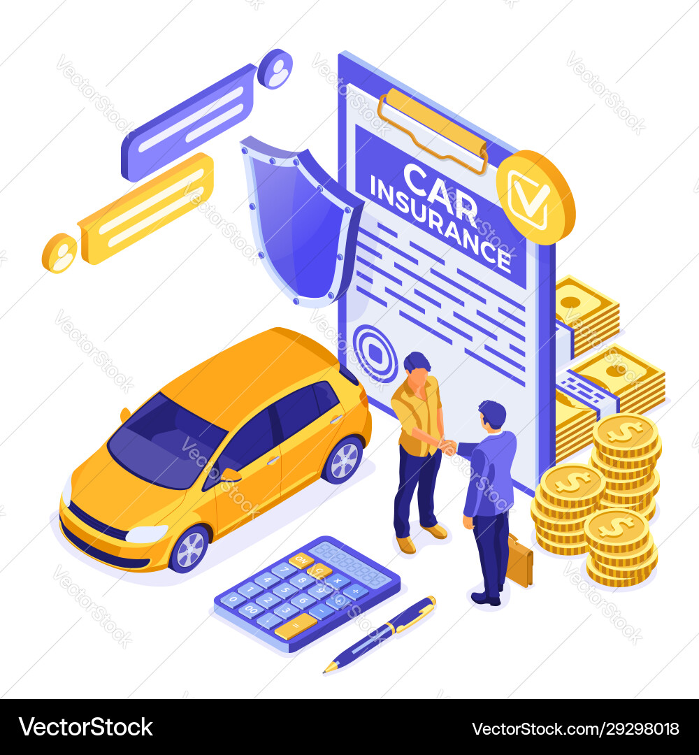 Car insurance isometric concept Royalty Free Vector Image