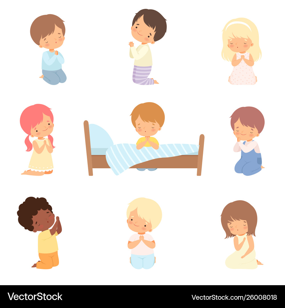 Collection cute little children characters Vector Image