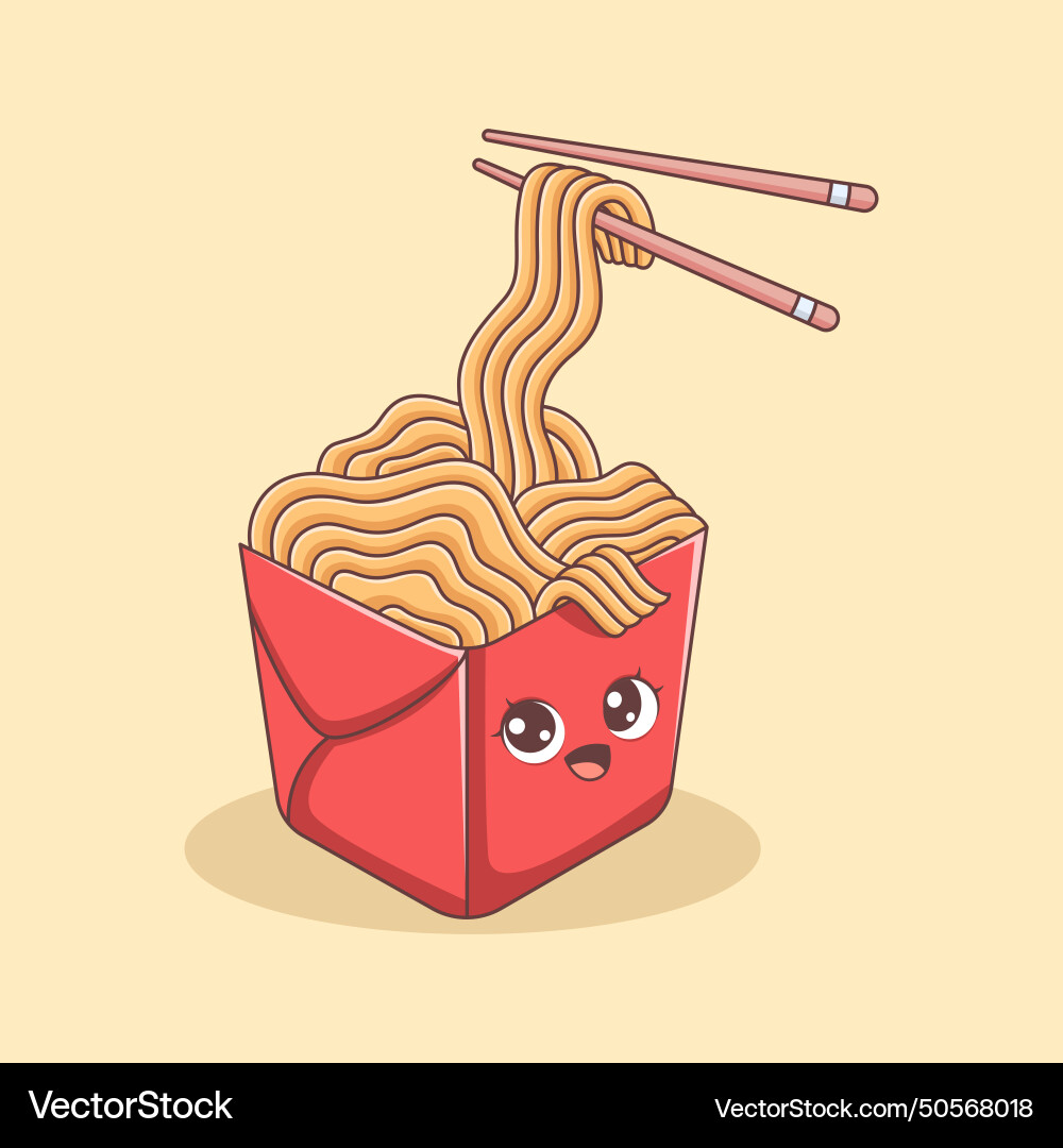 Cute noodle character design Royalty Free Vector Image