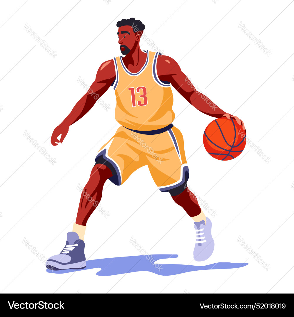 Basketball boy in mid-dribble Royalty Free Vector Image