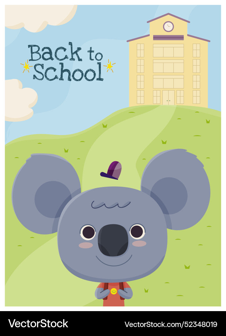 Cartoon back to school card template Royalty Free Vector