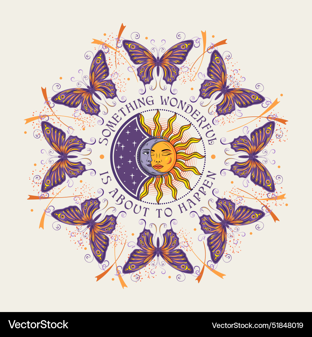 Celestial Mandala with Eclipse Royalty Free Vector Image