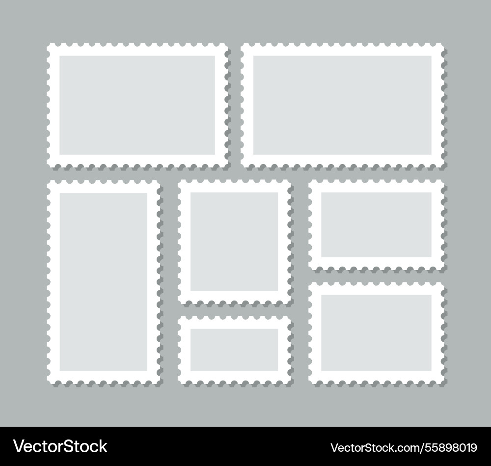 Collection blank borders of post stamps postage Vector Image