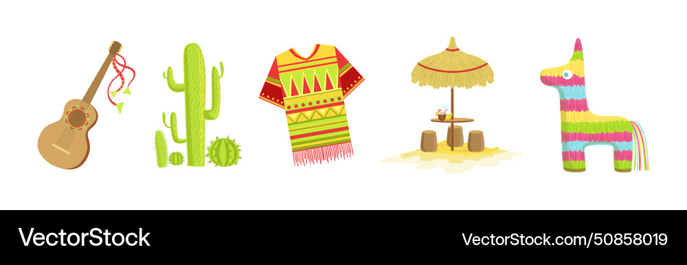 Colorful mexican object and authentic attribute Vector Image