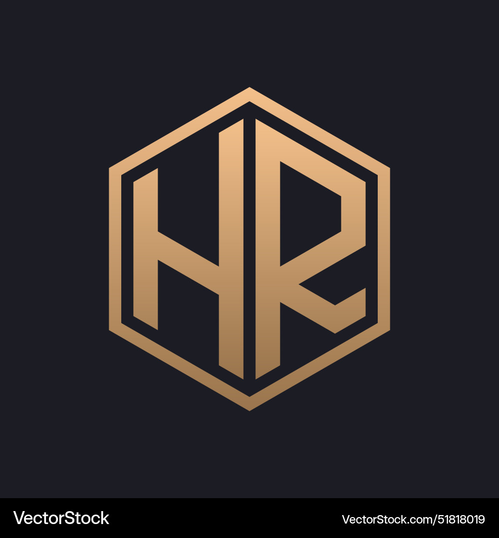 Elegant hexagon letter hr logo design initial Vector Image
