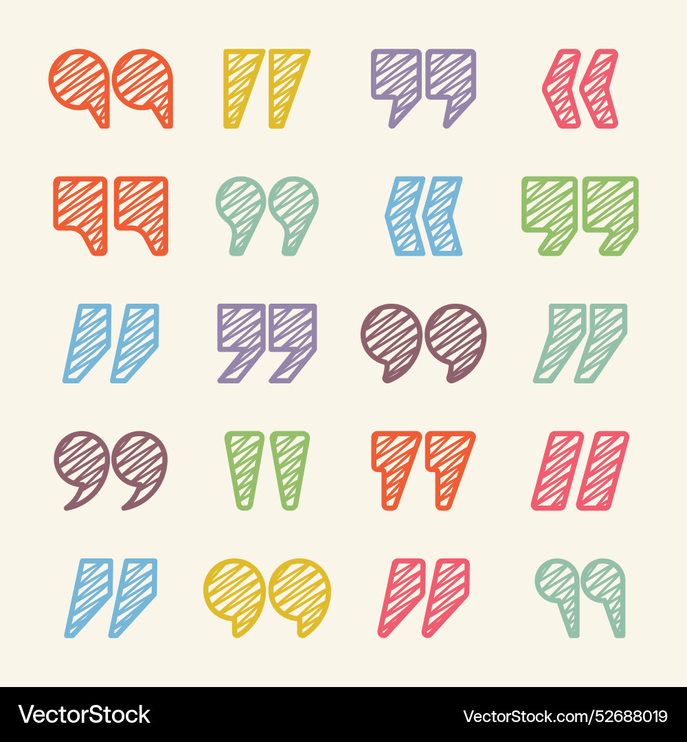 Hatched text quotation marks hand drawn quotes Vector Image
