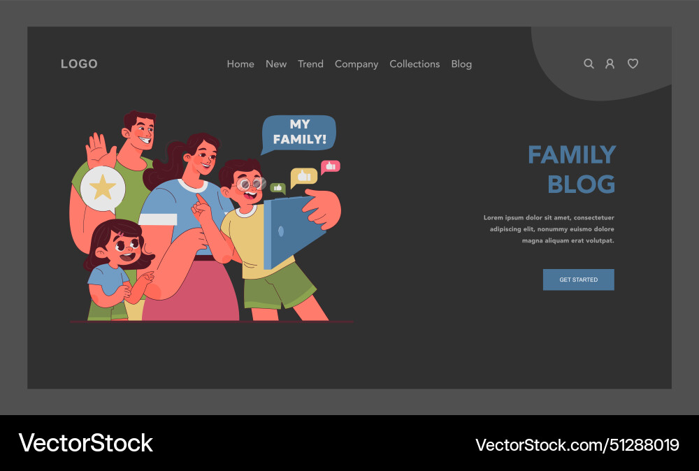 Joyful family blog concept Royalty Free Vector Image