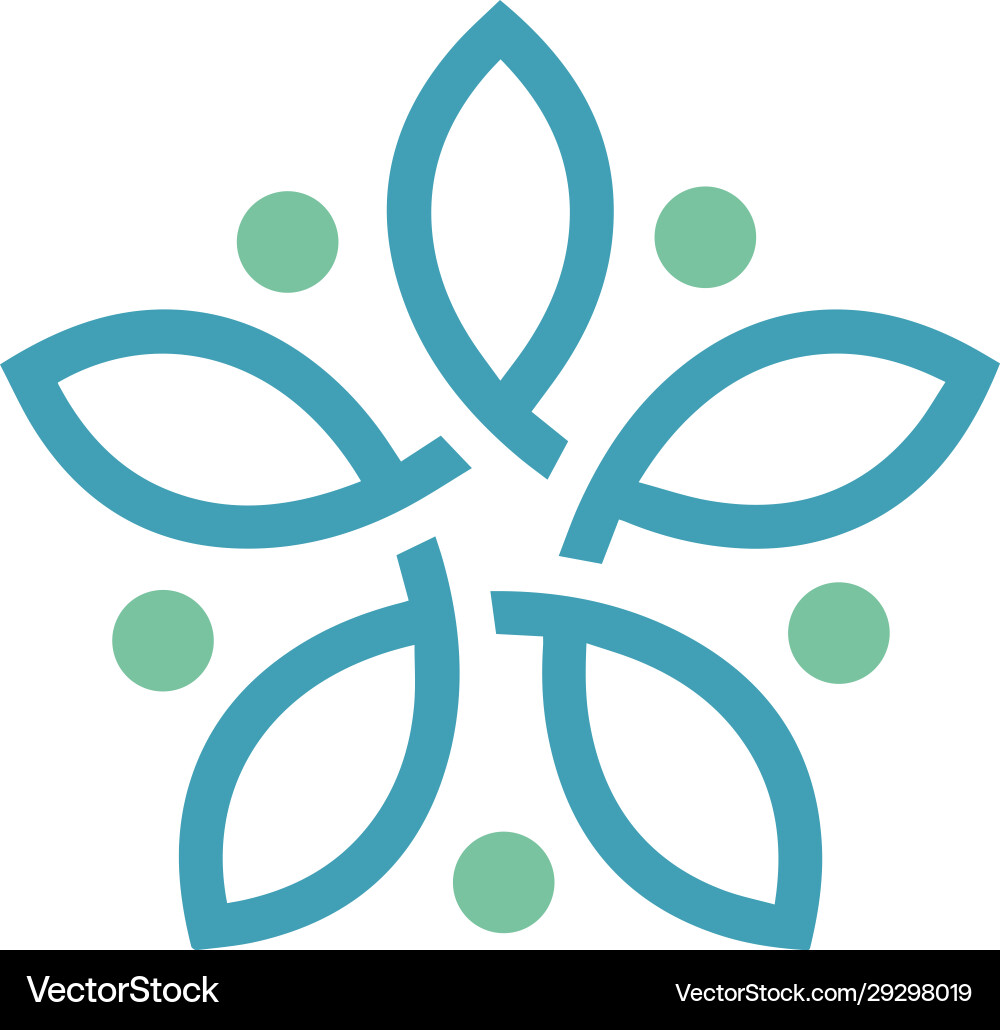 Link connection flower star knot logo Royalty Free Vector