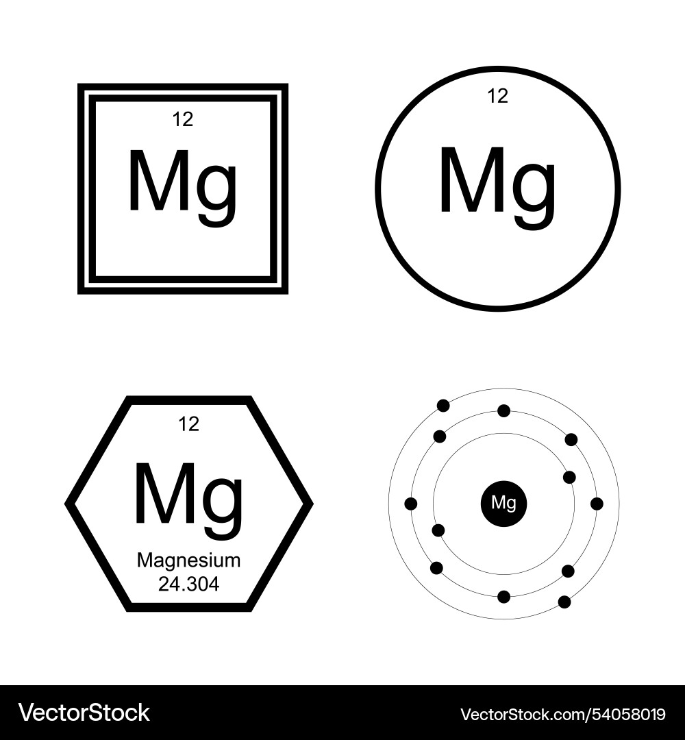 Magnesium periodic atomic symbol Royalty Free Vector Image