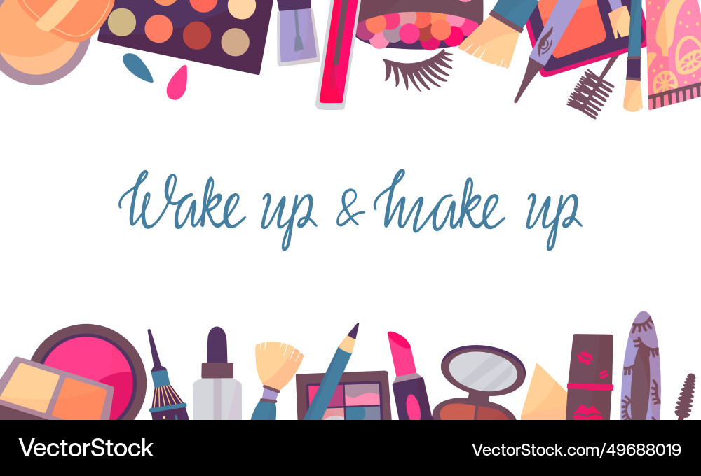 Makeup poster positive emotional banner template Vector Image