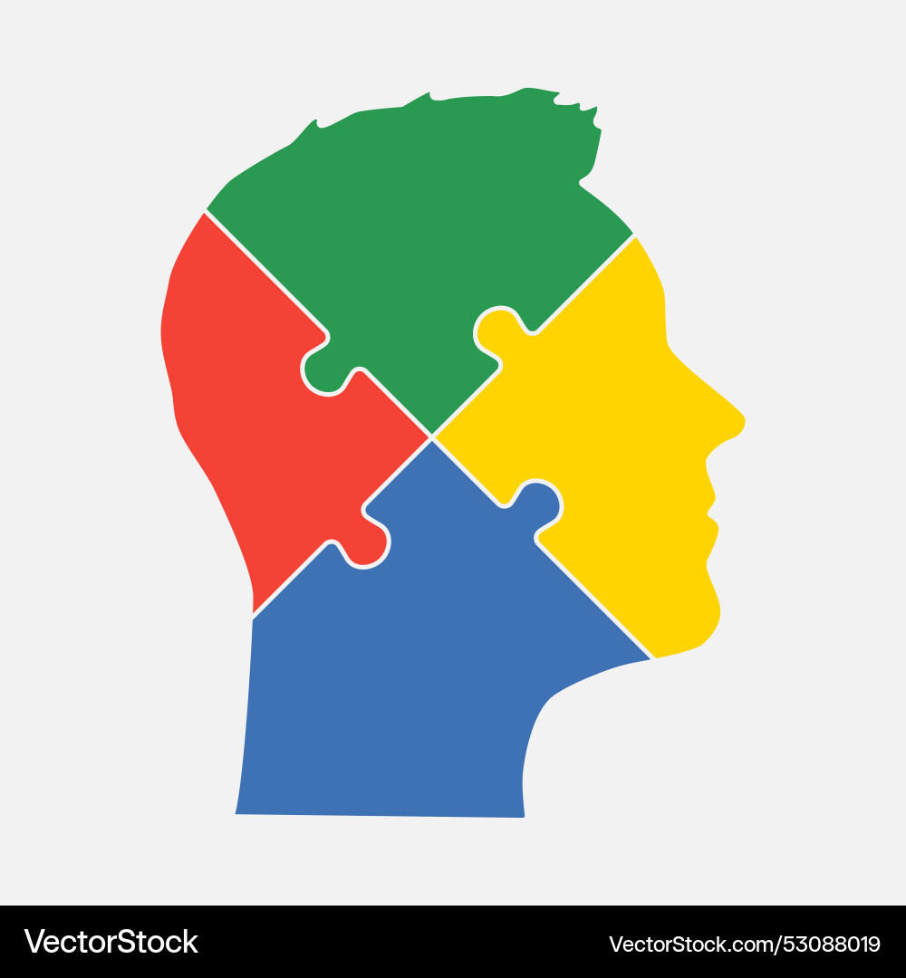 Male head made from puzzle pieces Royalty Free Vector Image