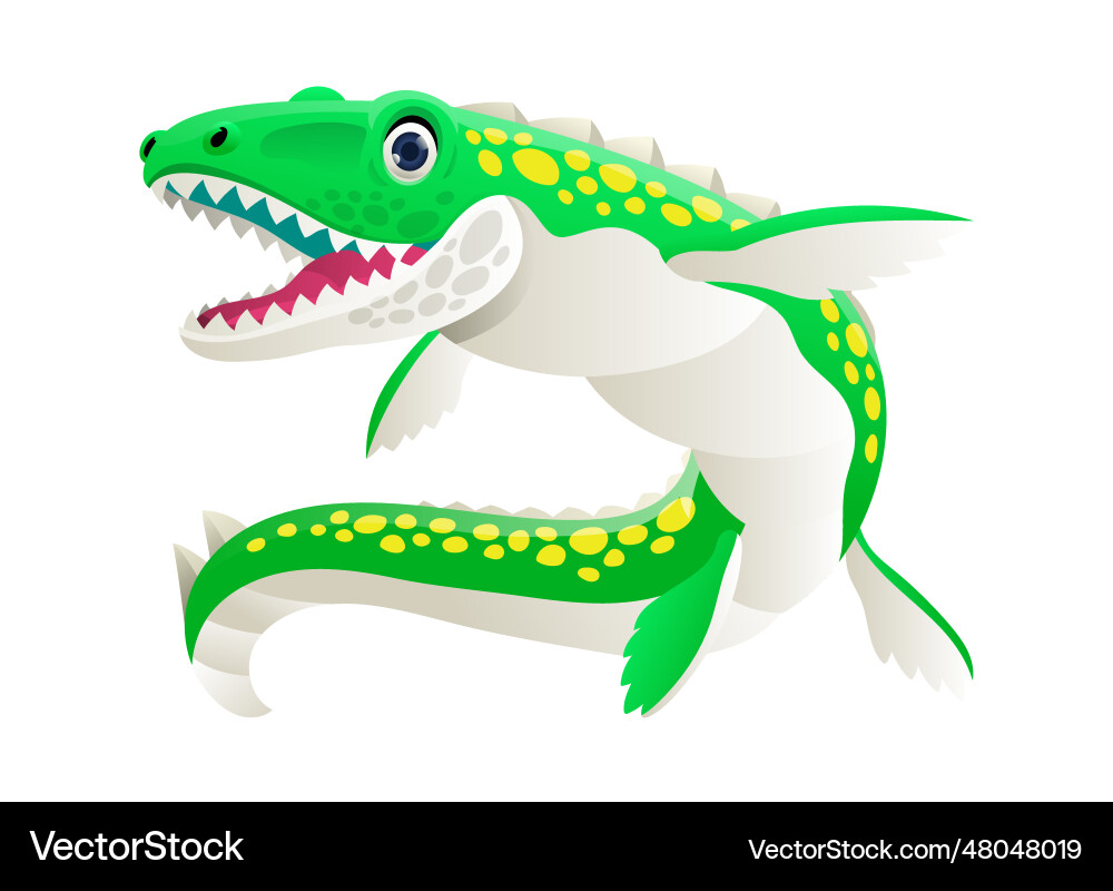 Mosasaurus cute cartoon character for kids Vector Image