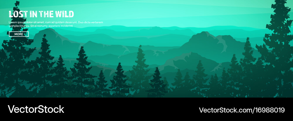 Mountains and forest header wild nature landscape Vector Image
