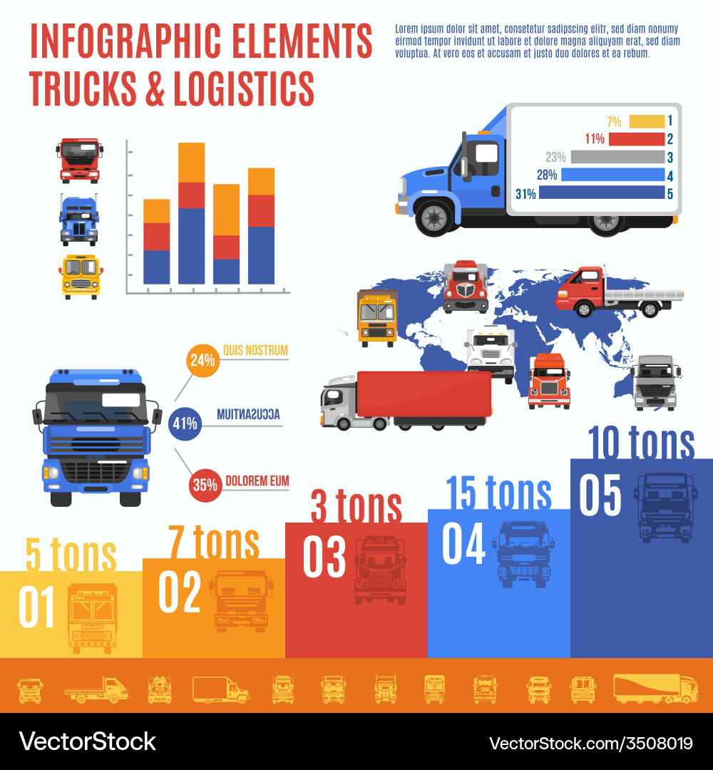 Truck infographic set Royalty Free Vector Image