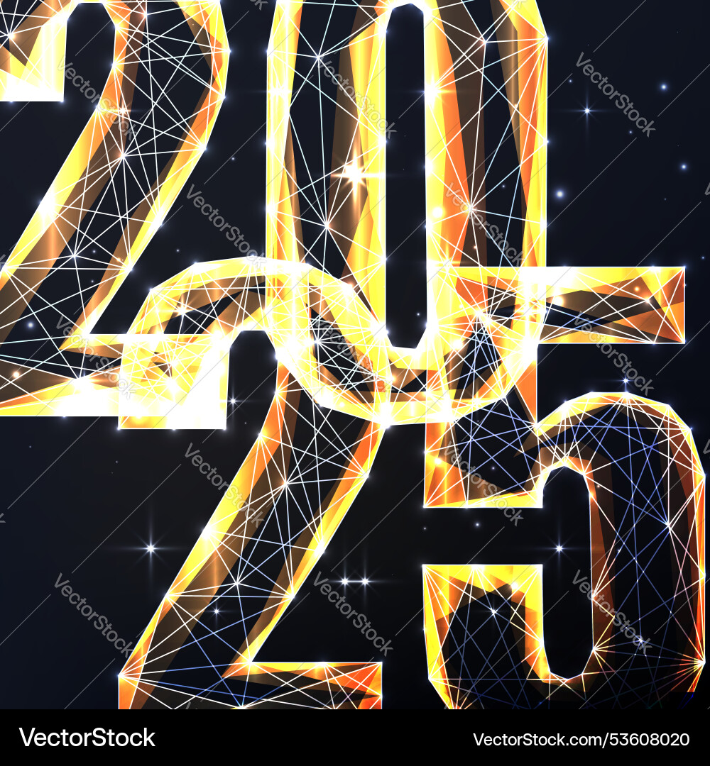 2025 new year with gold 2025 digits on black Vector Image