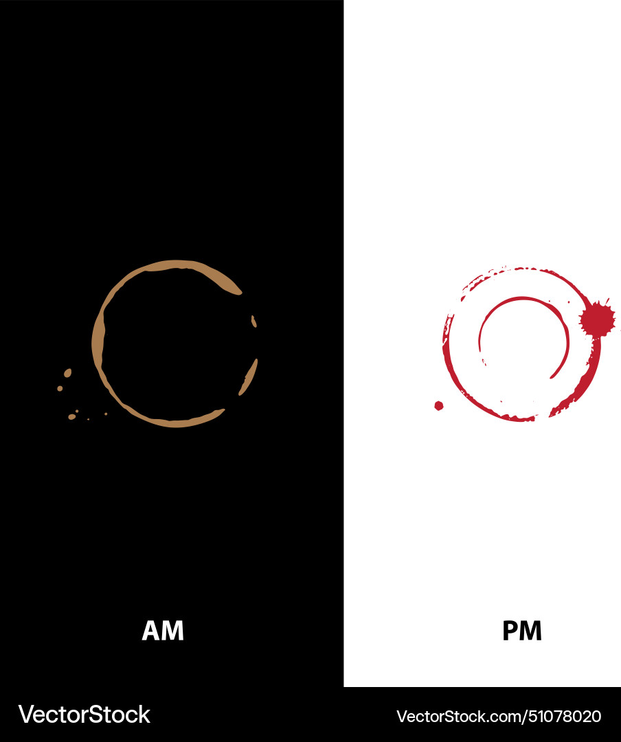 Am pm icon morning coffee time evening wine Vector Image