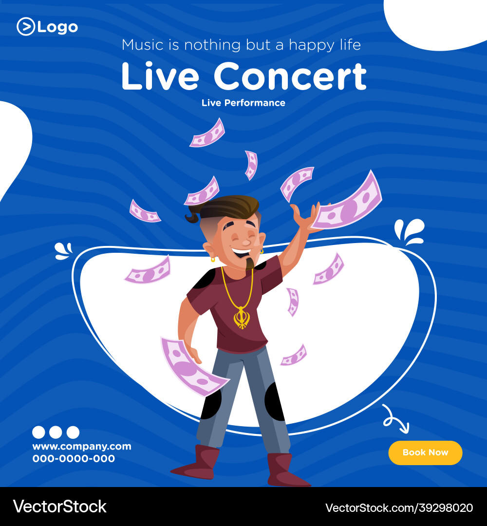 Banner design of live concert performance Vector Image