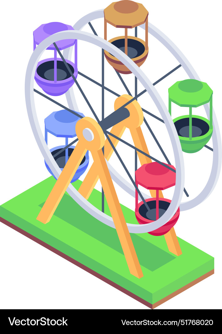 Handy isometric icon of a ferris wheel Royalty Free Vector