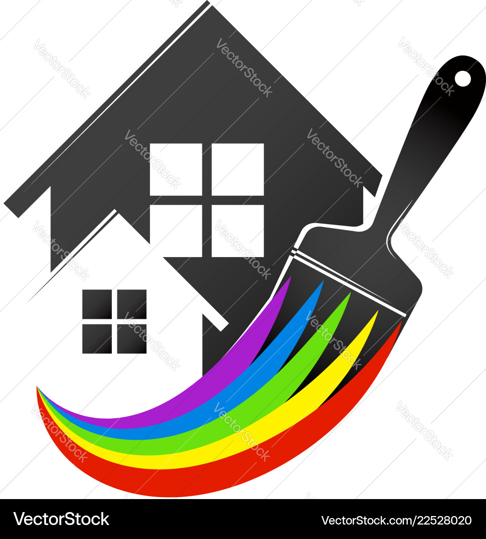 House and paint brush Royalty Free Vector Image