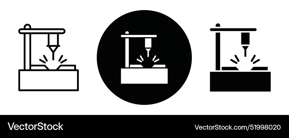 Laser machine outline icon collection or set Vector Image