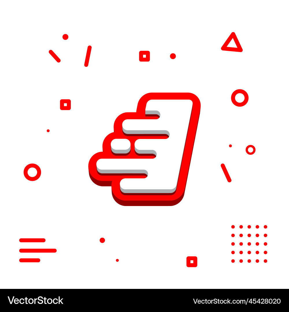 Number 1 red 3d speed icon Royalty Free Vector Image