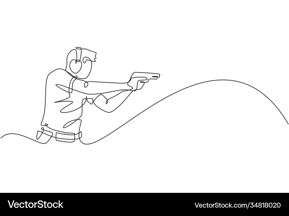 One single line drawing young man practicing Vector Image