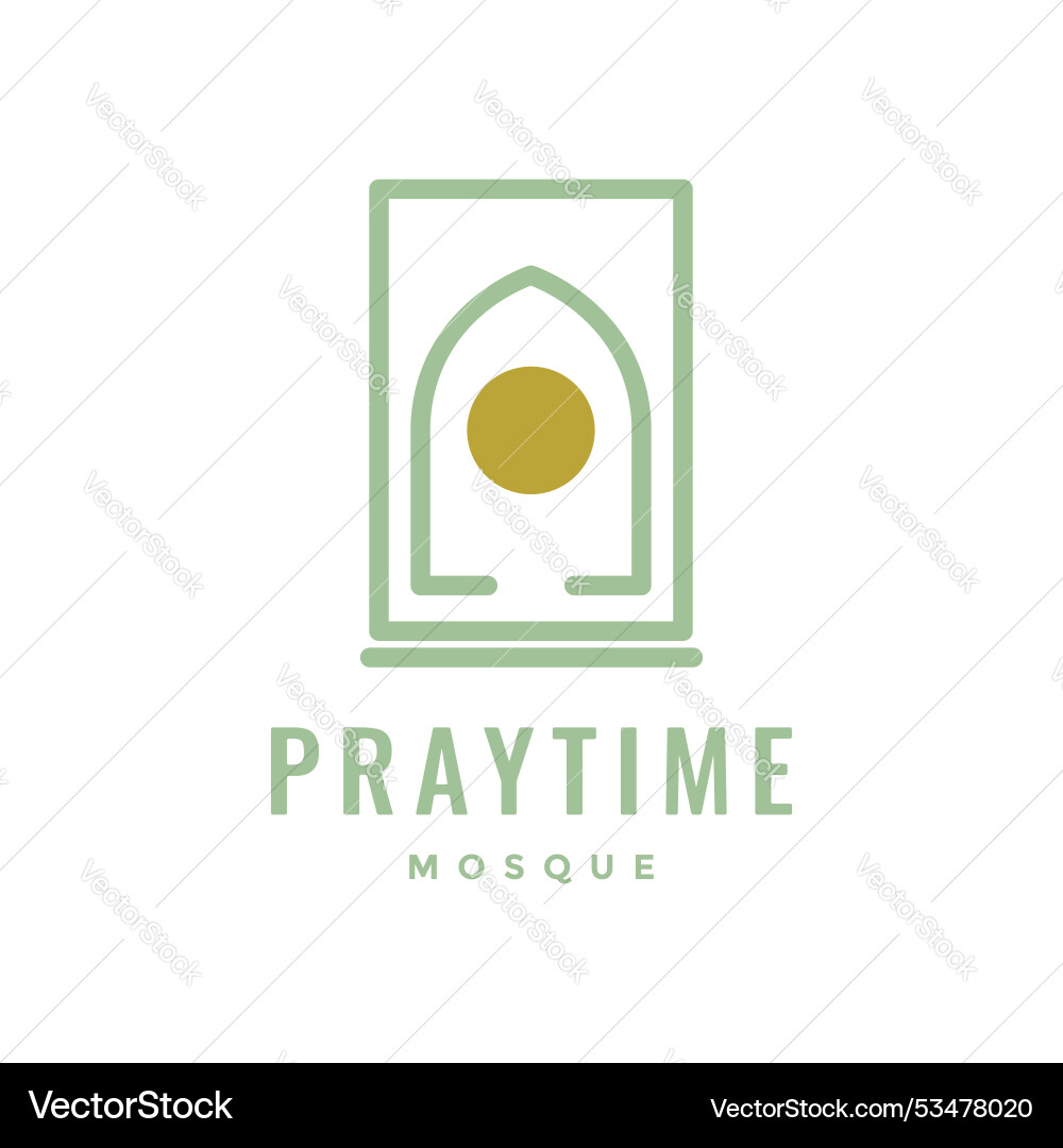 Prayer mat muslim minimal line style simple logo Vector Image