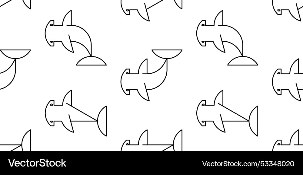 Seamless pattern with hammerhead shark Royalty Free Vector