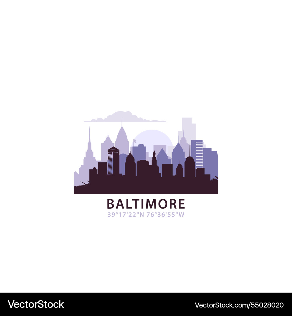 Usa baltimore logo with skyline cityscape retro Vector Image