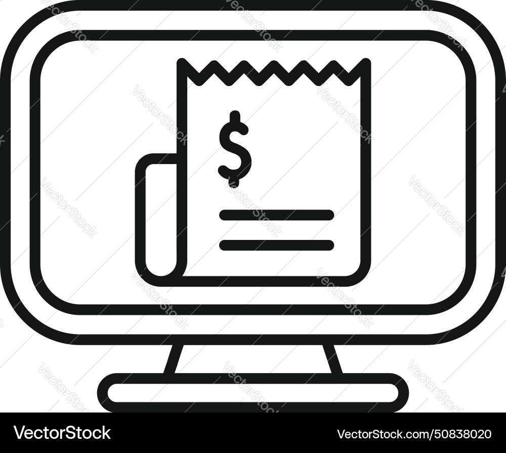 Virtual computer payment icon outline bill Vector Image