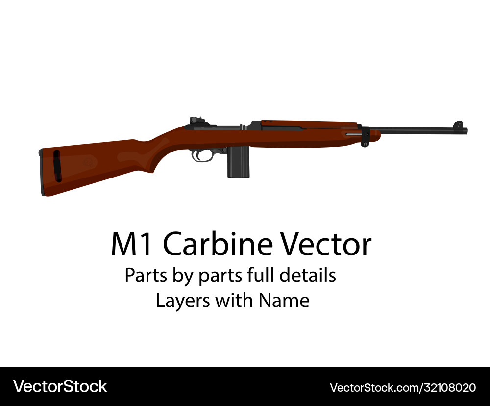 WWII M1 Carbine Rifle Royalty Free Vector Image